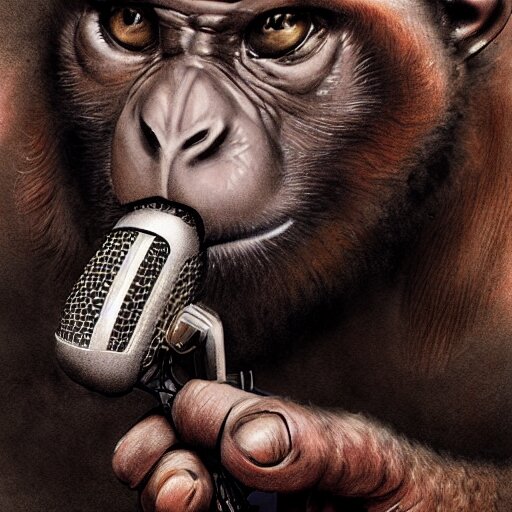 Lexica - Chimera of Joe Rogan and a monkey talking into a microphone ...