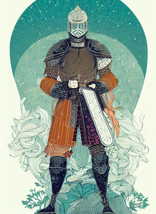 Lexica - Beautiful illustration of a white haired knight with a falcon ...