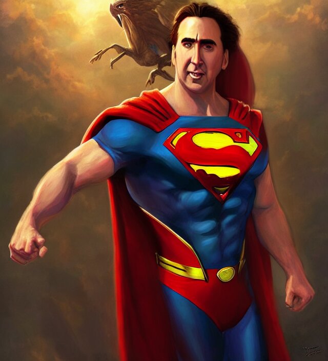 Lexica - Nick cage as superman, dnd character art portrait, matte ...
