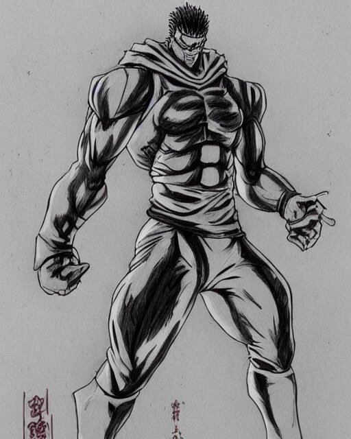 Lexica - Pencial drawing concept art of a machine mutant martial artist ...