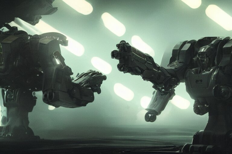 Lexica - VFX movie of a futuristic inhuman alien spacemarines Mech in ...