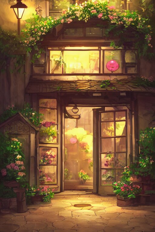 Lexica - A little flower shop's front gate, nostalgic, fresh digital ...