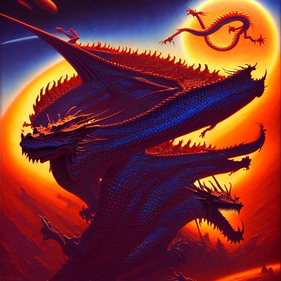 Lexica - Lonely dragon without wings, in outer space, tim hildebrandt ...