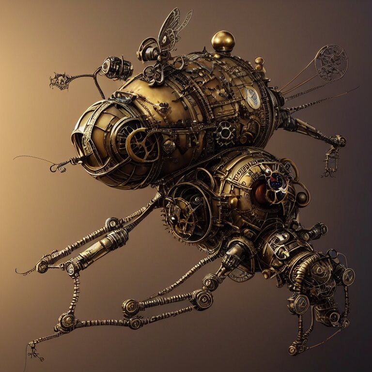 steampunk robot fly, 3 d model, unreal engine realistic render ...