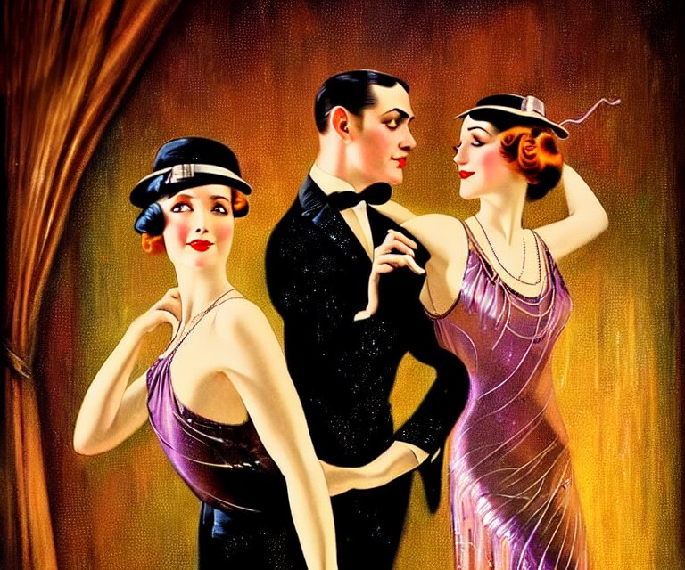 Lexica - A beautiful classy dancing couple, dimly lit upscale 1920s ...