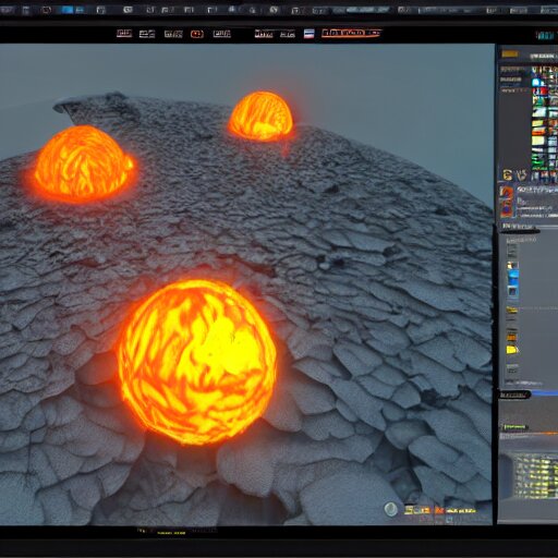 a sphere of molten core, melting sphere, glowing magma sphere, l ...
