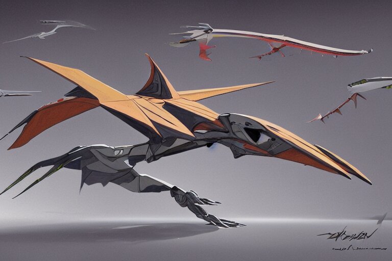 Lexica - A pteranodon mecha fighter boeing concept art