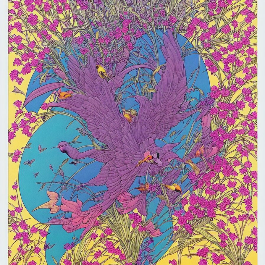 Lexica - ( ( ( ( beautiful flowers and birds, surrounded by decorative ...