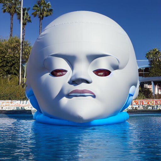 Lexica - A giant inflatable human head with open mouth on realistic ...
