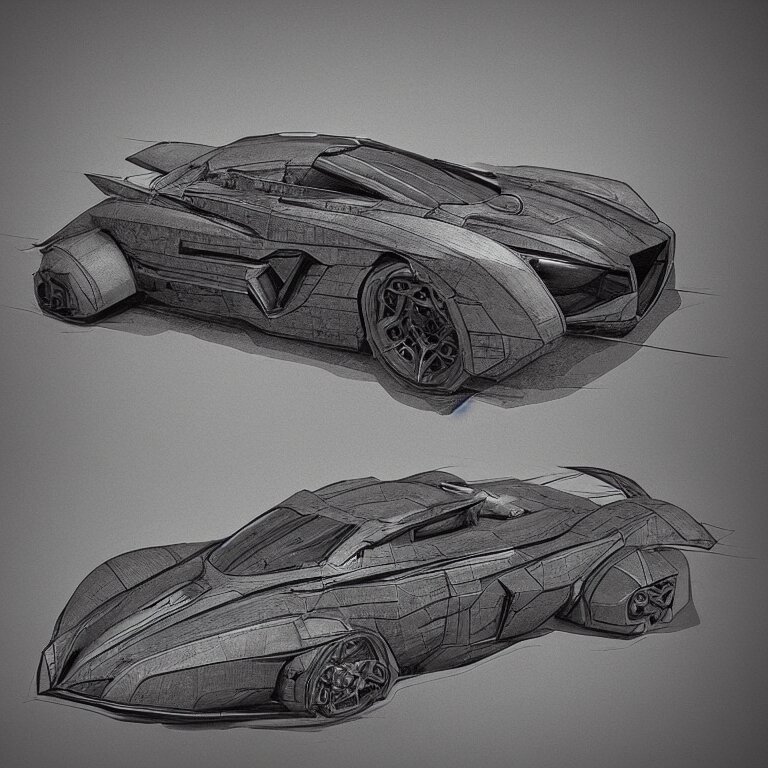 technical drawings of the batmobile as done by leonardo davinci ...