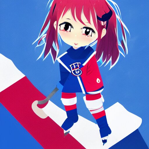 Lexica - Cute anime girl ice hockey player, habs jersey, blue white and ...