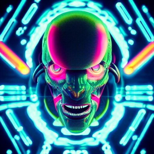 Lexica - Synthwave alien face with neon tattos, detailed face, sharp ...
