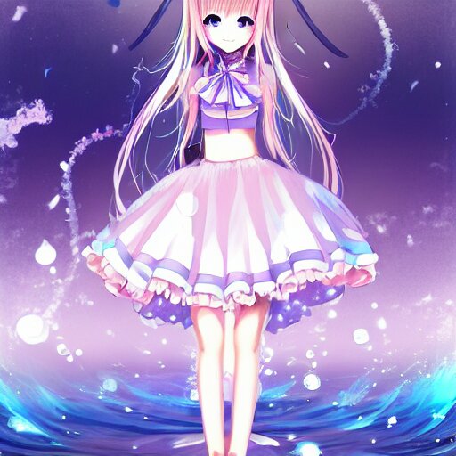 advanced digital art a very cute anime girl wearing a dress made ...
