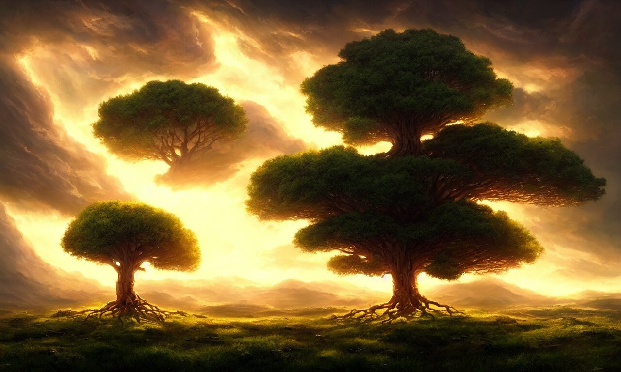 Lexica - Godly tree of life seen from outer space engulfs the earth ...