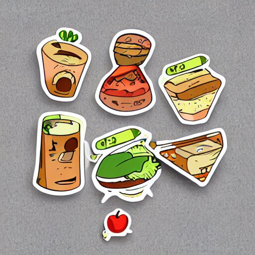 a whatsapp stickers pack of lunch time, cartoon - Arthub.ai