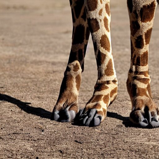 Lexica - A giraffe with human legs and hairy feets
