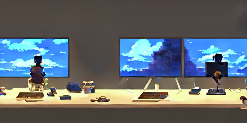 Lexica - A nerdy boy is programming at a computer in a room full of ...