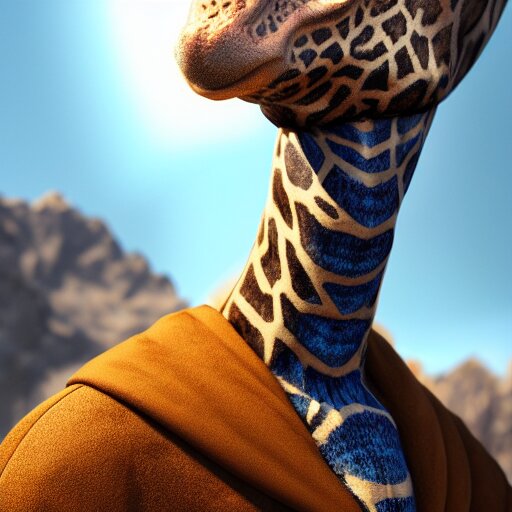 Lexica - A highly detailed portrait of a humanoid giraffe in a blue ...