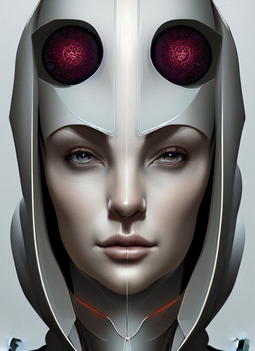 Lexica - Portrait of female android, symmetry, intricate, elegant ...