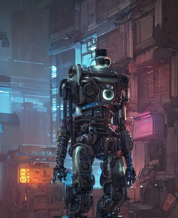 cyberpunk pathfinder robot from apex legends, portrait by james ...