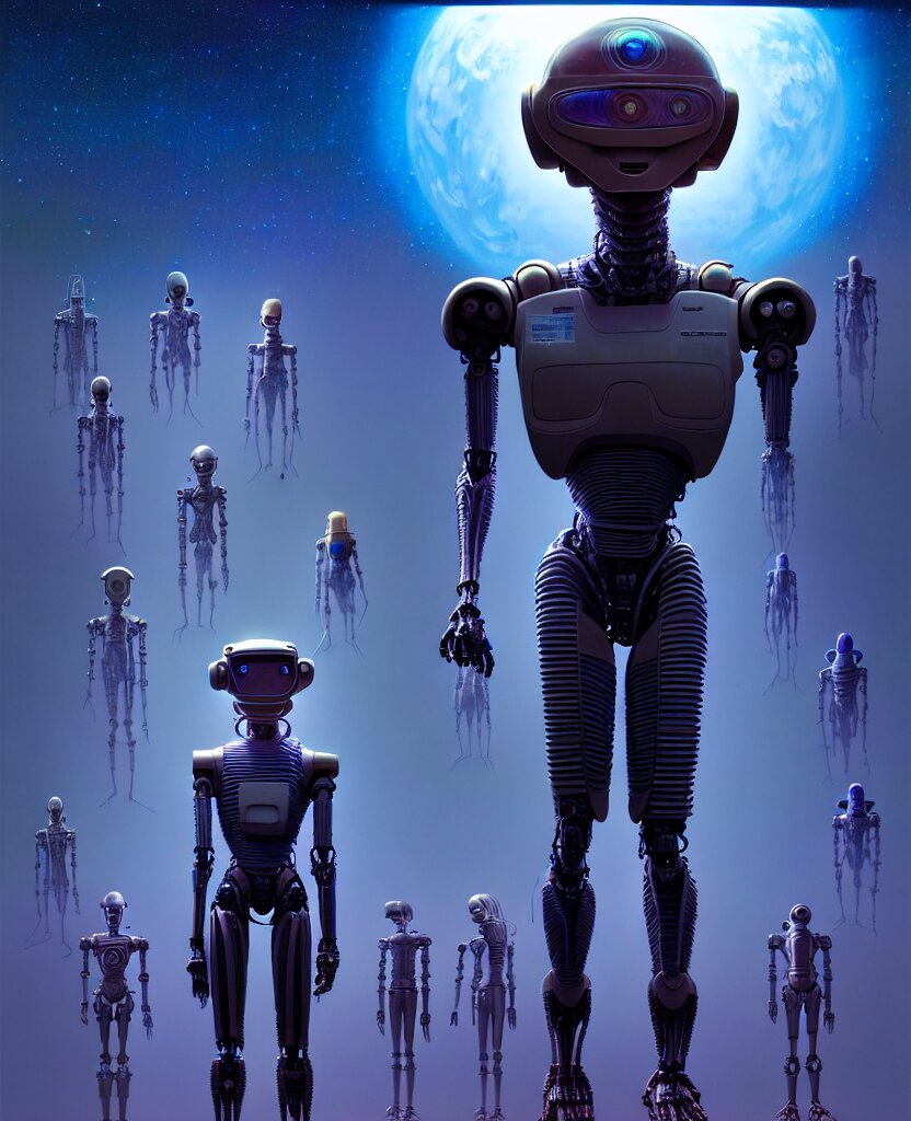 Lexica - Humanoid robot, full body, symmetry, faded colors, exotic ...