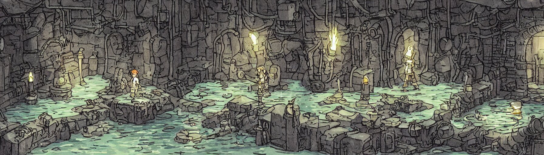 Lexica - Scene from studio ghibli's sewer adventures where the wizard ...