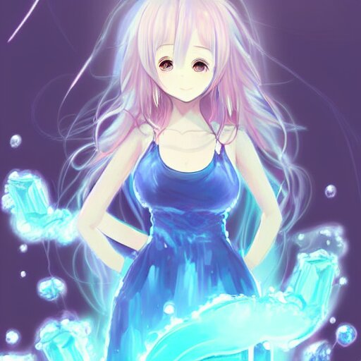 advanced digital art a very cute anime girl wearing a dress made ...