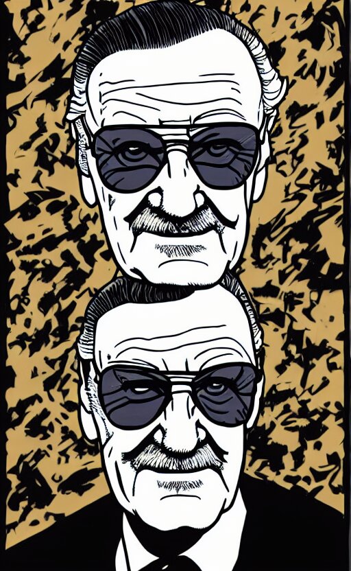 Lexica - Stan lee, high contrast, standing, portrait, facing forward ...