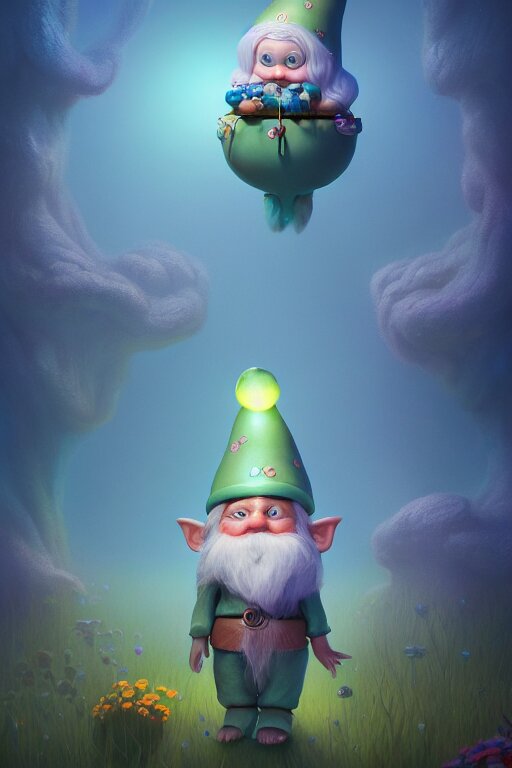 Lexica - A surreal Bioluminescent, very very very cute Queen Gnome in a ...