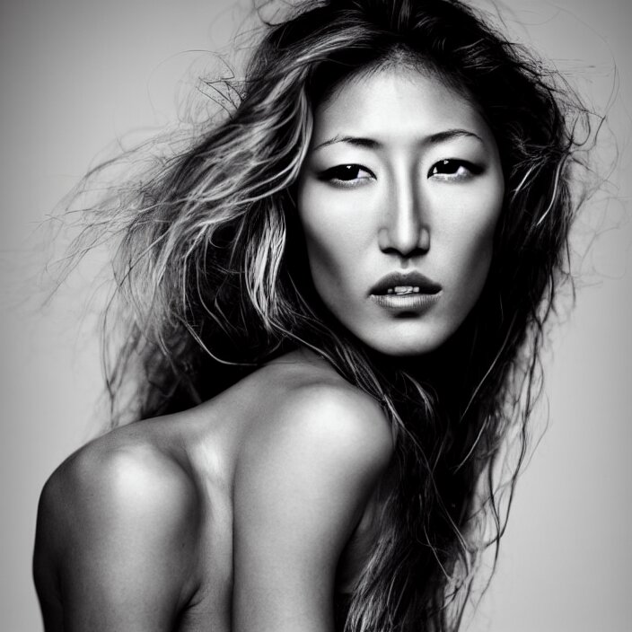 Lexica - Young beautiful woman dichen lachman, gorgeous face, black and ...