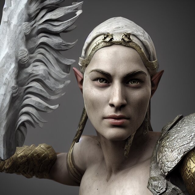 Lexica - Marble sculpture of a warrior elf, realistic, unreal engine ...