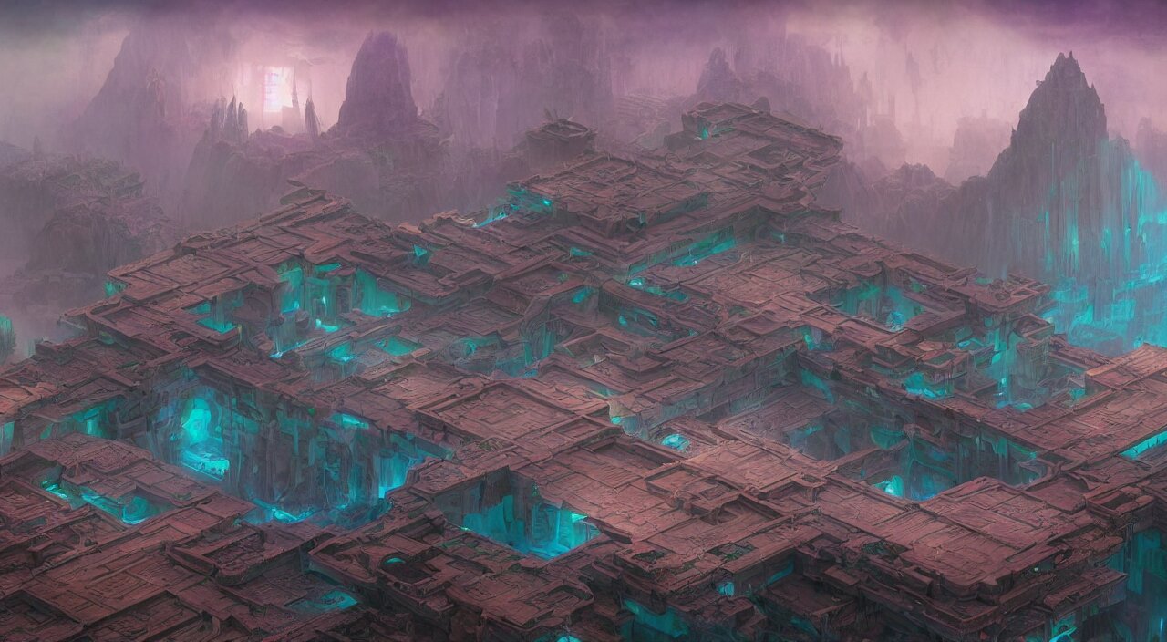 Lexica - a matte painting of a Modern Atlantis temple of dynasty wang ...