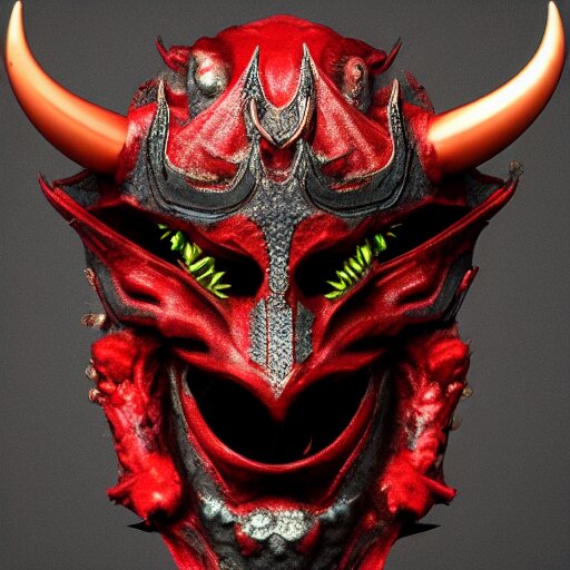 Lexica - Demon Mask with sharp horns, dynamic, particulate, intricate ...