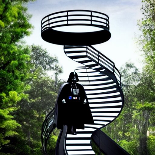 Lexica - Darth Vader walking down an infinite spiral staircase made out ...