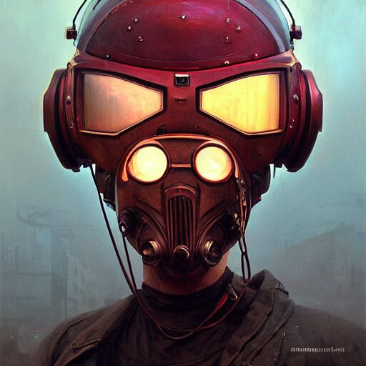 Lexica - A expressive portrait of masked diesel punk helmet on the art ...