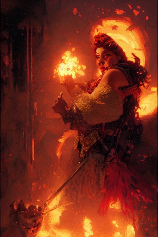 Lexica - Queen of the dwarves, on fire, punching another dwarf portrait ...