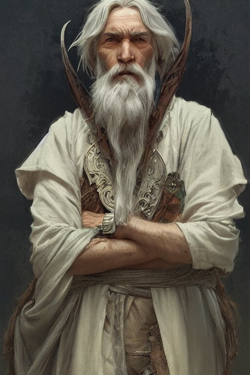 Lexica - A highly detailed portrait painting of an elderly healer elf ...