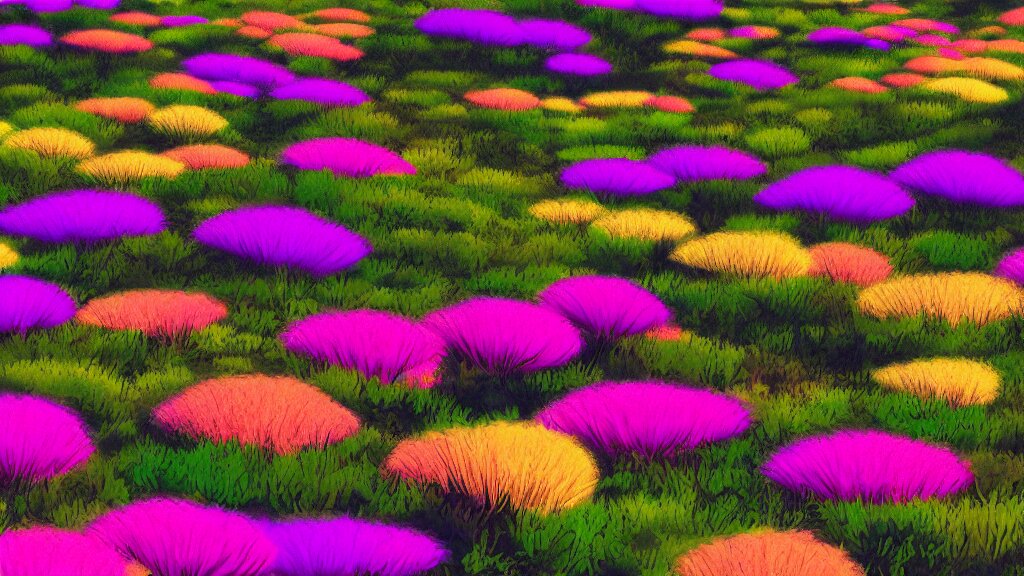 Lexica - Digital illustration of a field of multi - colored megaflora ...