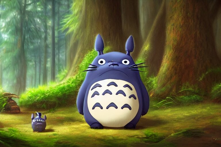 Lexica - Totoro sitting in a forest, fantasy, pixar, animated movie ...