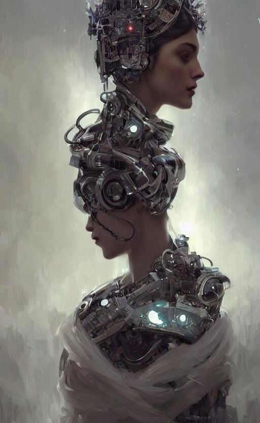 Lexica - A beautiful painting of a crowned robotic cyberpunk princess ...