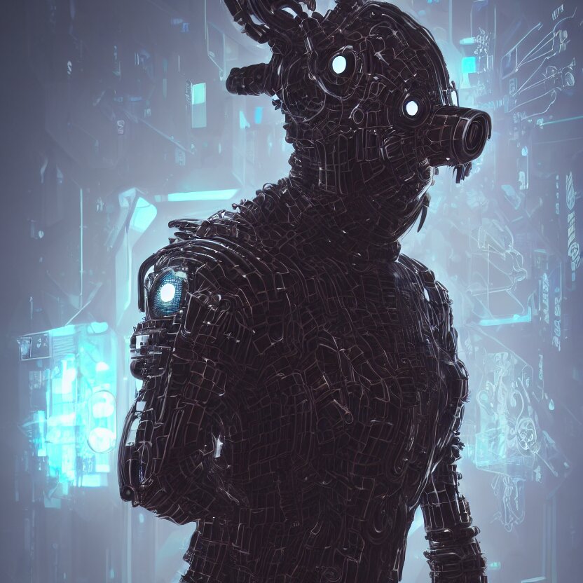 Lexica - Cyber punk, oni mask, 3 d render beeple, compound eye of ...