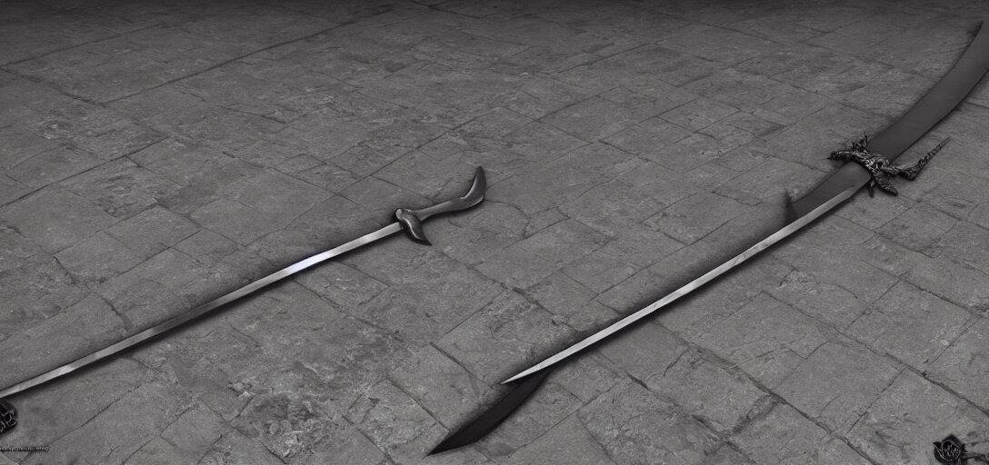 Lexica - Long sword, black skeleton sword, steel, sword, crystals ...