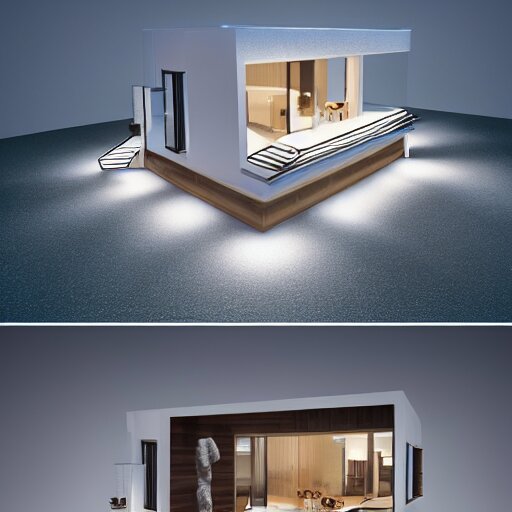 crystal ball with mini modern house with led strip lights inside ...
