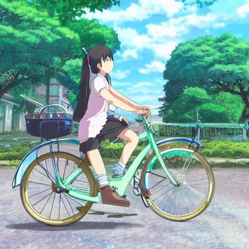 Lexica - Anime girl riding bicycle in highly detailed guwahati suburb ...