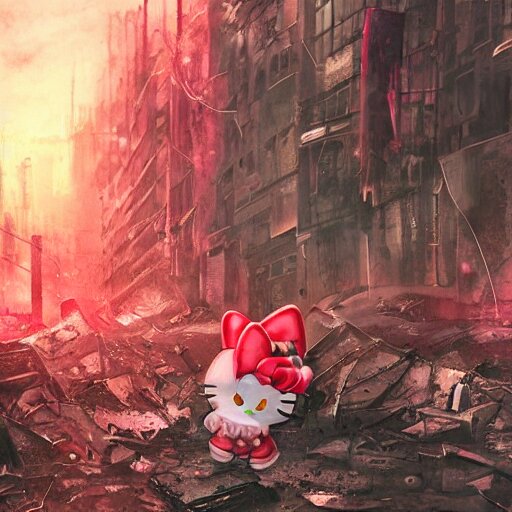 Lexica - Hello kitty drenched in blood in a post - apocalyptic ...