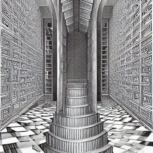 Lexica - A huge bright maze of many doorways and lots of stairs, many ...