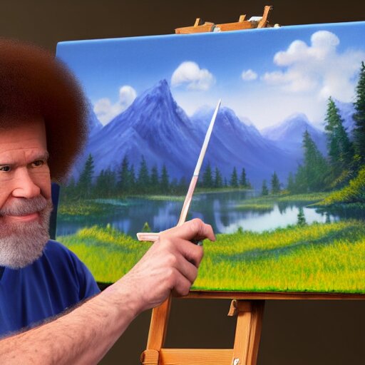 Lexica - A closeup photorealistic photograph of bob ross working on a ...