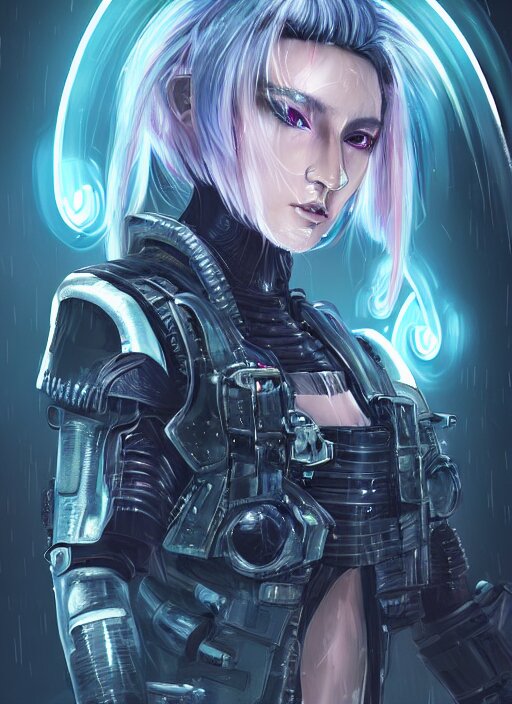 Lexica - Stunning futuristic superb cyberpunk young female Samurai ...