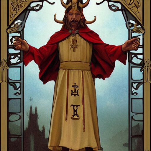 Lexica - An extremely detailed tarot card of a horned demon cleric ...