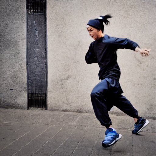 Lexica - Photo of ninja running around the streets of Edo in parkour ...